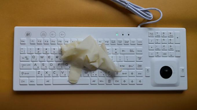 Black / White Waterproof Computer Keyboard With Rollerball Mouse USB ...