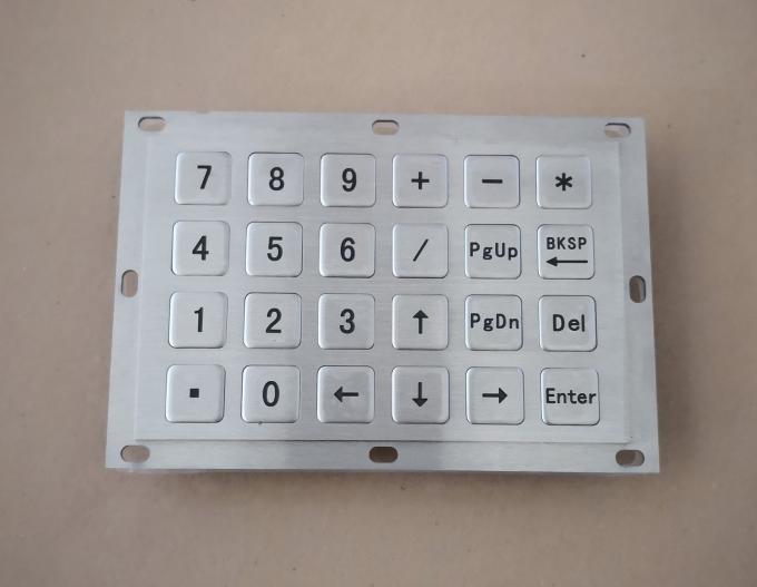 24 Keys Industrial Stainless Steel Metal Keypad With Numbers Page UP DOWN