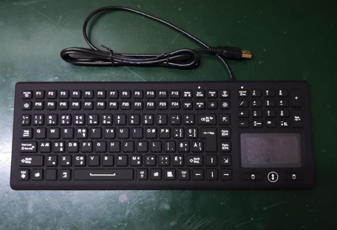 124 Keys Ruggedized Black Light Up Keyboard Cleanable With Red Light / FN24