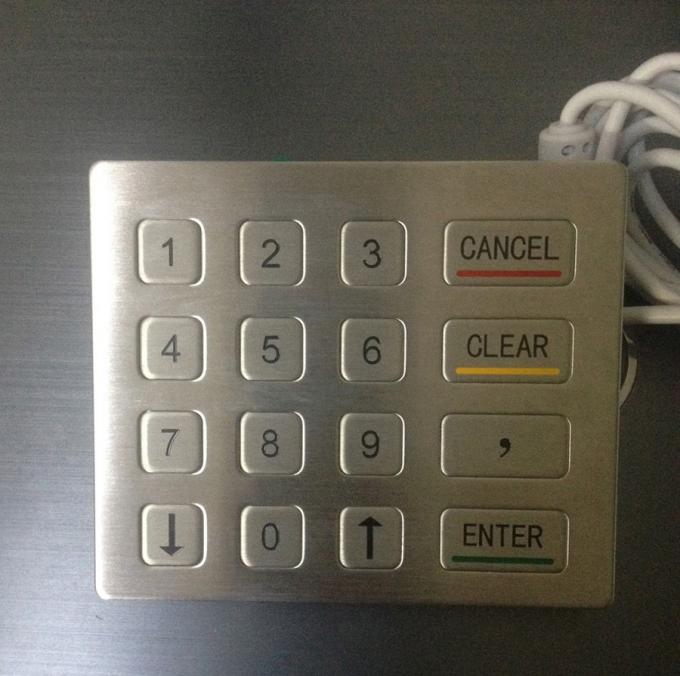 RS485 Kiosk Stainless Steel Keypad , 16 Button Bank Atm Keypad Flat ...