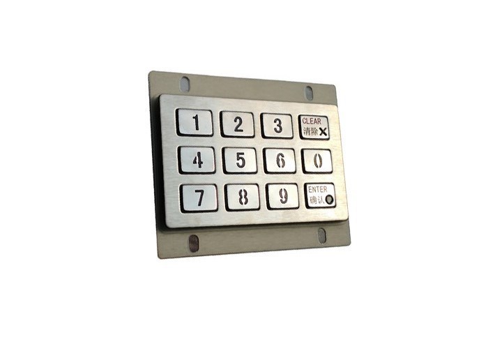 Waterproof 4 x 3 Layout Industrial Keypad Blue LED Light For Security Enter